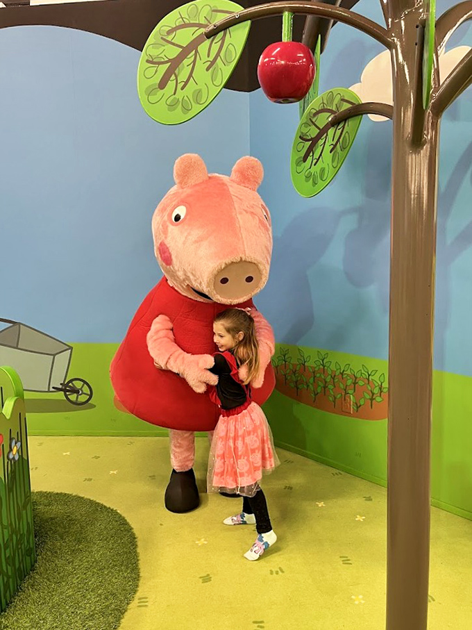 The moment of truth where fantasy meets reality, and children discover their favorite pig is actually seven feet tall.