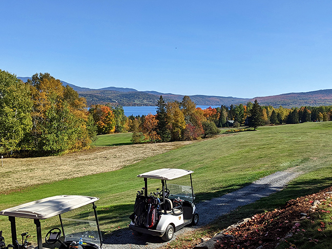 Where golfers battle their slice while being utterly distracted by views that belong on calendar pages.