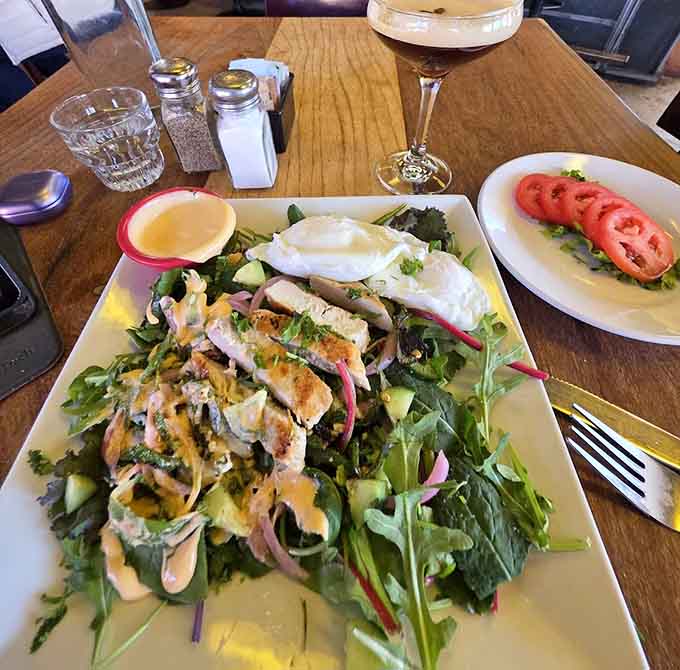 Fresh salads here aren't afterthoughts but vibrant main attractions that prove vegetables can be genuinely exciting when treated right.