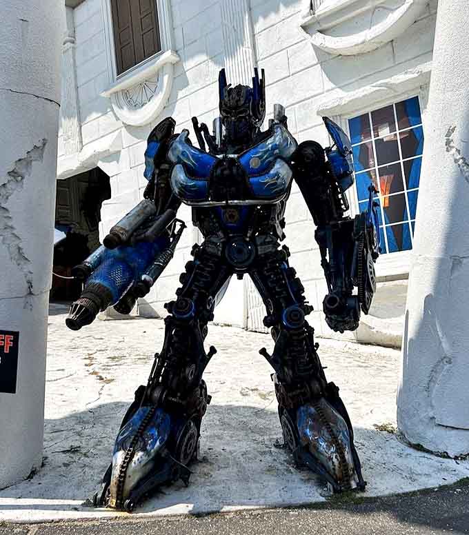 Optimus Prime commands attention with his imposing presence, a masterpiece of mechanical artistry that brings sci-fi fantasy to life in Wisconsin.