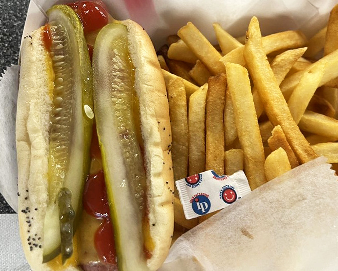 A classic hot dog in all its glory – the snap of that first bite is the sound of happiness in food form.