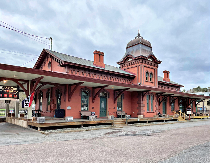 This beautifully preserved railroad depot reminds us that before highways, these red buildings were the gateways to adventure and the heartbeat of commerce.