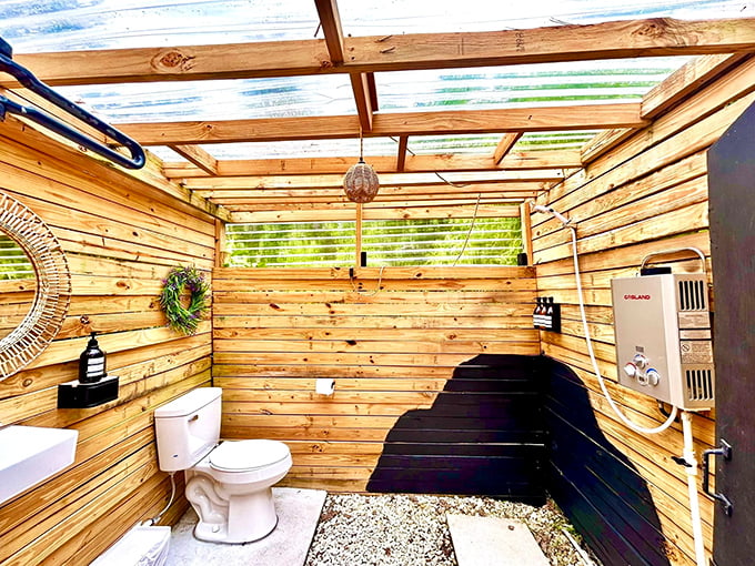 Proof that "roughing it" can include hot showers and proper toilets &ndash; wilderness luxury that would make your camping-averse relatives reconsider.
