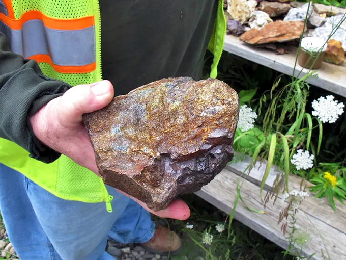 Hold a piece of copper-bearing ore and you're touching the same material that built America's electrical grid, one backbreaking shovelful at a time, now just a beautiful geological specimen.