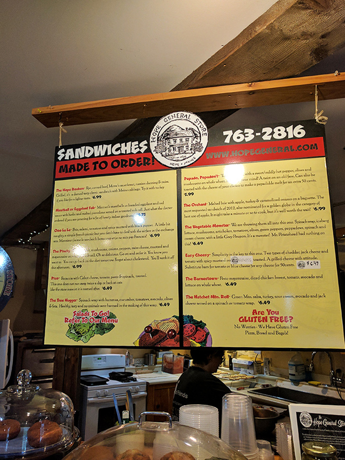 The sandwich board reads like a map of Maine's flavors &ndash; each creation named with local pride and made with ingredients that tell the region's story.