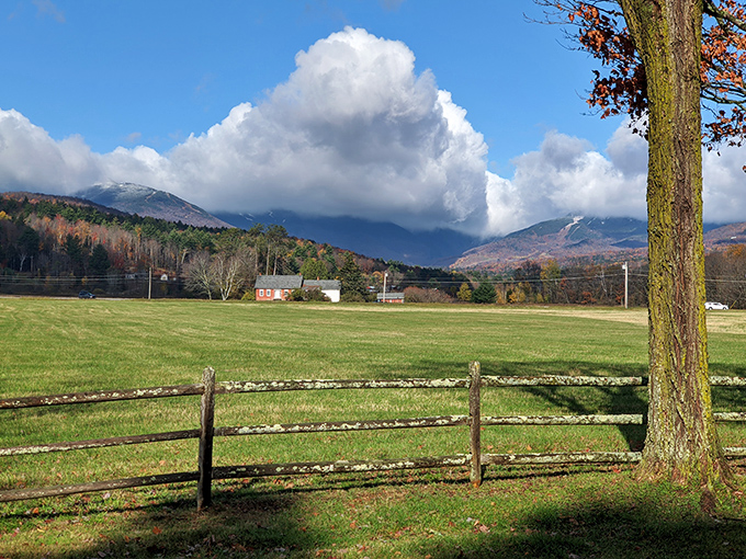Mother Nature showing off with dramatic cloud formations over Mount Mansfield &ndash; Vermont's version of a skyline.