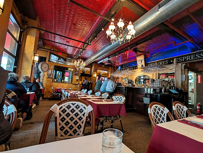 Sunlight streams through windows onto tables set for romance, business lunches, or solo dining adventures, because good food doesn't require company, just appreciation.