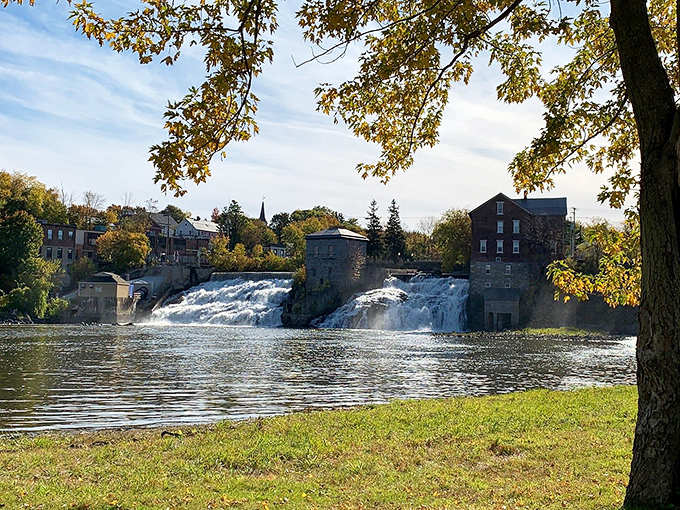 Otter Creek tumbles dramatically through Vergennes Falls Park, creating nature's own symphony in the heart of Vermont's smallest city.