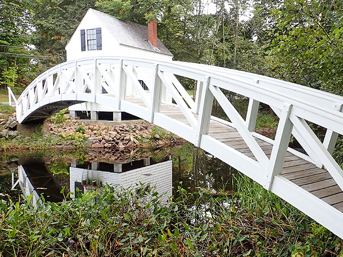 This charming footbridge near Acadia looks like it wandered straight out of a storybook &ndash; Monet would've set up his easel immediately.