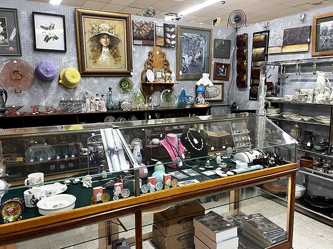 Vintage artwork and collectibles create walls of wonder, where forgotten masterpieces find new admirers and homes.