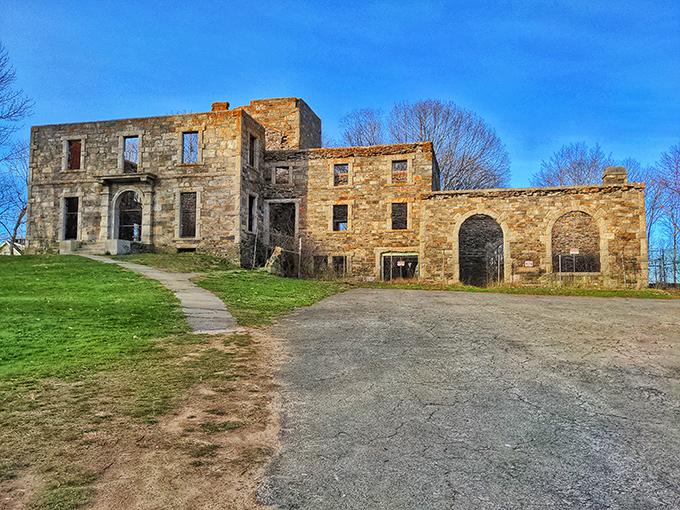 History's skeleton: The mansion's stone walls defy time, their weathered surfaces telling stories of lumber barons and military officers.