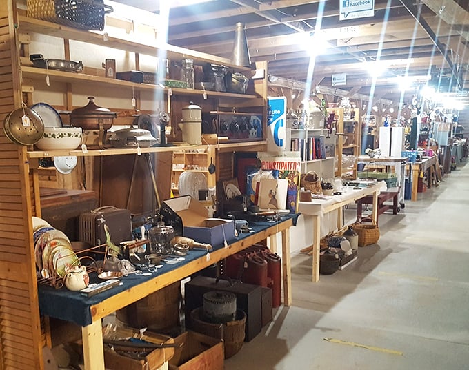 Kitchen history on display &ndash; From cast iron to Pyrex, these shelves hold the culinary tools that fed generations of New Englanders.