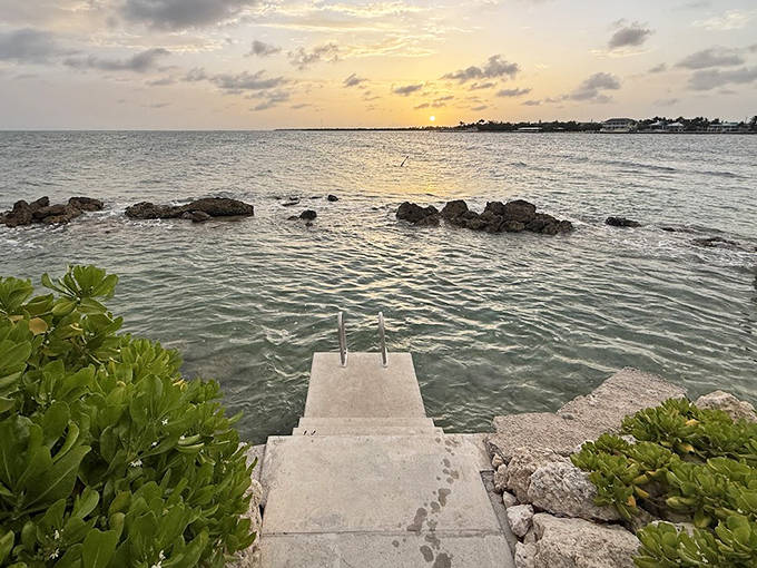 Steps to serenity: This simple concrete path leads straight into waters so clear, you'll wonder if someone secretly installed glass floors in the ocean.