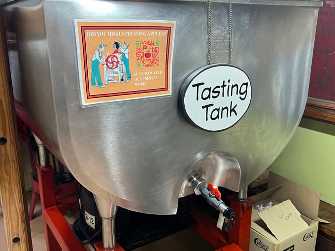 The "Tasting Tank" – where apple dreams come true and visitors discover what real, fresh-pressed cider is supposed to taste like.