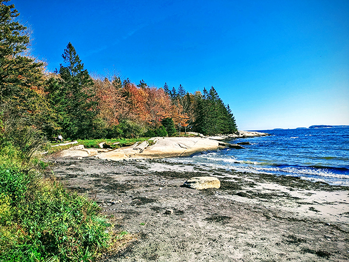 Rocky shores and autumn colors combine to create views that remind you why Maine is called Vacationland.