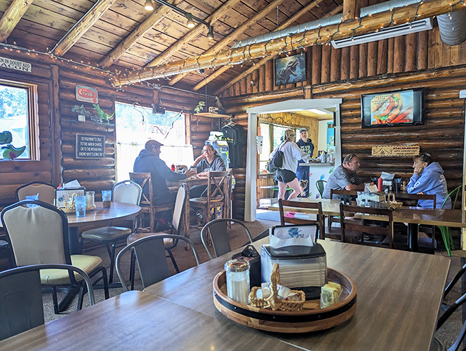 Joe's Coney Island brings rustic Up North charm to the Coney experience with its cozy log cabin interior near beautiful Houghton Lake.