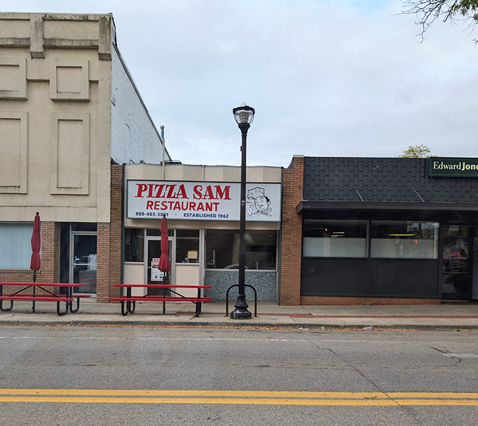 Pizza Sam's modest storefront on Alma's main street has been a college town staple since 1962, serving slices that become part of alumni memories.