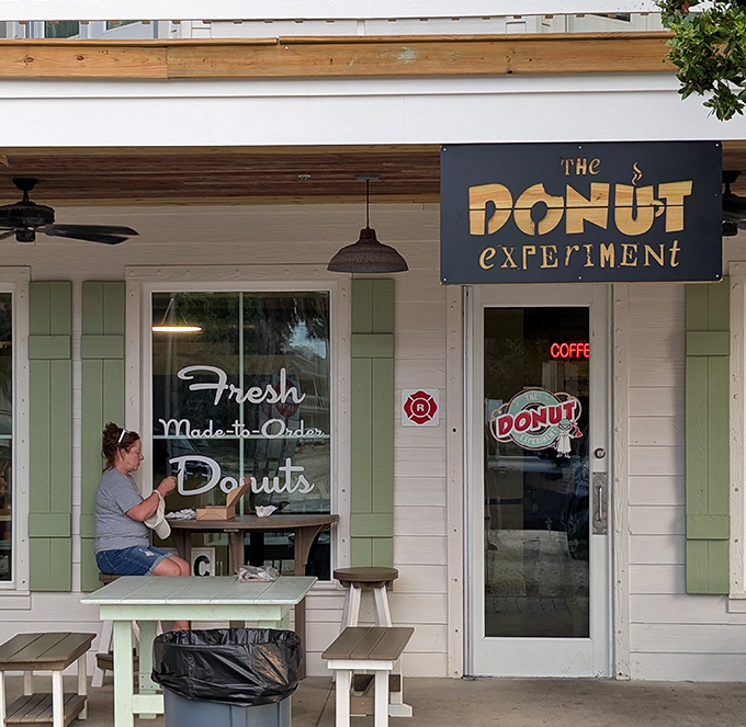 The Donut Experiment's charming wooden fa&ccedil;ade with mint green shutters fits perfectly into Anna Maria Island's laid-back beach vibe.