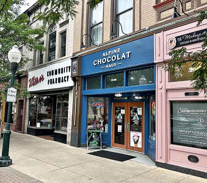 Nestled among other local businesses, Alpine Chocolat Haus has become a Main Street landmark for chocolate lovers passing through Gaylord. Worth a detour on any Michigan road trip!