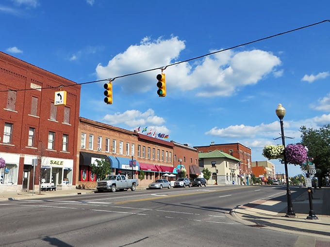 Flower-filled planters add splashes of color to Cadillac's sidewalks, making summer strolls even more delightful.