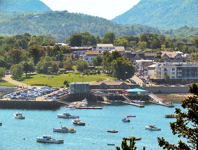 Sunset casts golden light across waters that hide foundations of homes and businesses, their memories rising like mist on cool mornings.