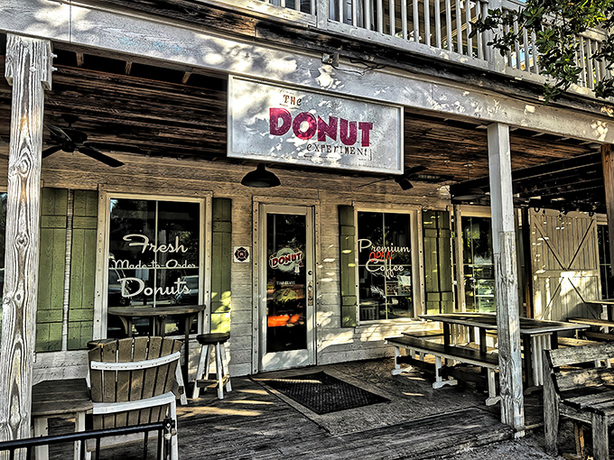 Rustic wood and fresh-made-to-order donuts create the perfect island treat experience at The Donut Experiment.
