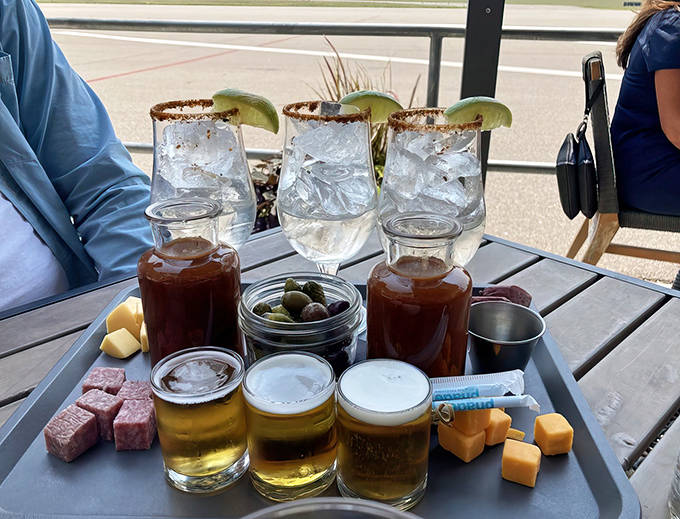 The legendary Bloody Mary arrives with an impressive spread of accompaniments &ndash; practically a meal in itself!