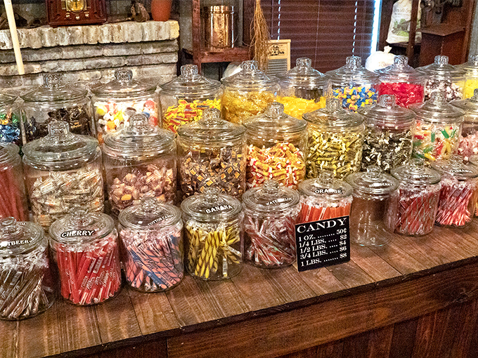 Glass jars of childhood memories – where a quarter still buys enough sweetness to make you forget your adult problems for a while.