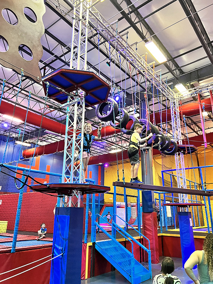 Elevated Obstacle Course: A suspended playground where balance meets bravery, and everyone discovers muscles they didn't know they had.