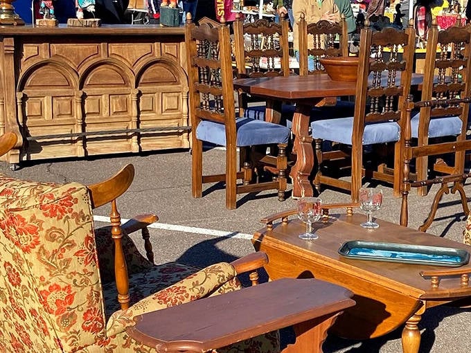 Solid wood furniture that remembers when craftsmanship meant something, waiting patiently for its next chapter in someone's home.