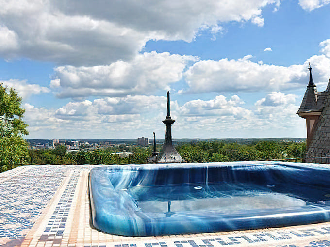 The rooftop hot tub offers views that make you forget you're in Michigan, at least until winter reminds you exactly where you are.