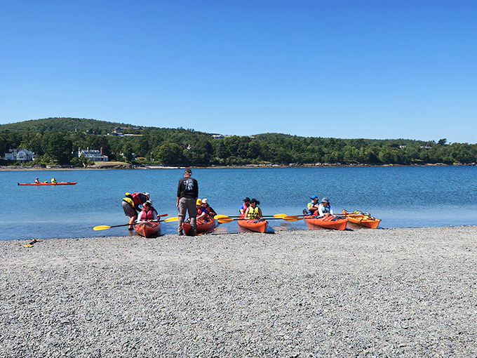 Kayakers getting the VIP water tour while the rest of us peasants use our feet.