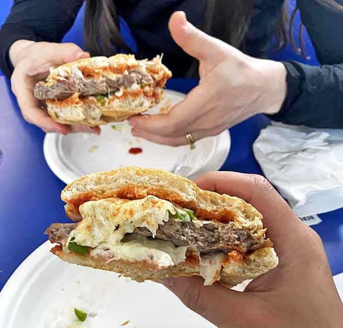 Two hands required! This hefty creation showcases the "more is more" philosophy that makes Lawry's sandwiches legendary among UP locals.