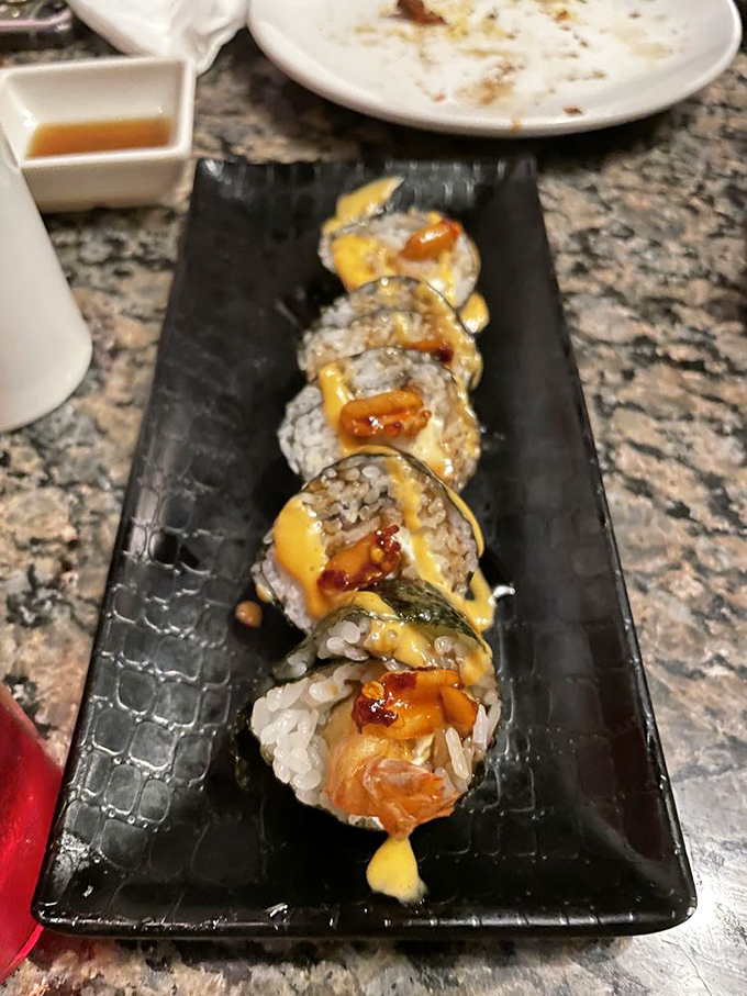 These aren't your ordinary sushi rolls &ndash; each piece arrives like a tiny edible masterpiece, with sauces artfully drizzled to enhance both presentation and flavor.