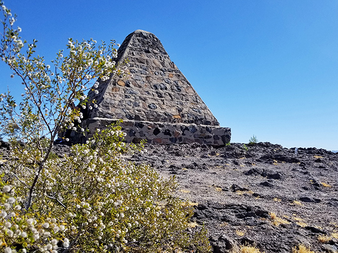 Standing like a desert sentinel, this stone pyramid monument marks history in a landscape where time seems suspended.