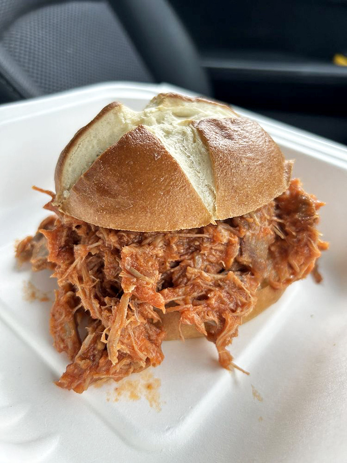This BBQ pulled pork sandwich doesn't need fancy plating&mdash;it's too busy planning its acceptance speech for the Comfort Food Hall of Fame.