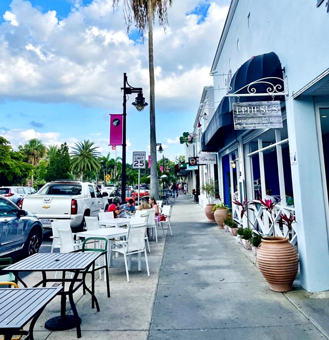 Sidewalk dining epitomizes the St. Armands experience &ndash; where people-watching becomes an Olympic sport and every meal comes with a side of sunshine.