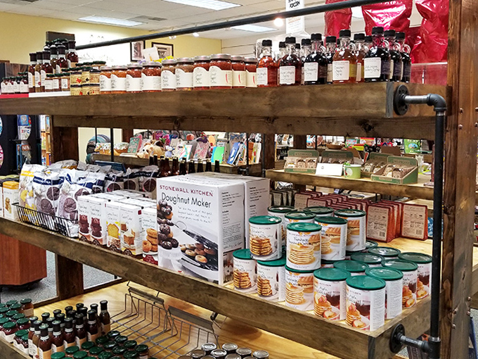 These aren't just shelves; they're flavor libraries where specialty foods line up like delicious soldiers, ready to march straight into your shopping basket.