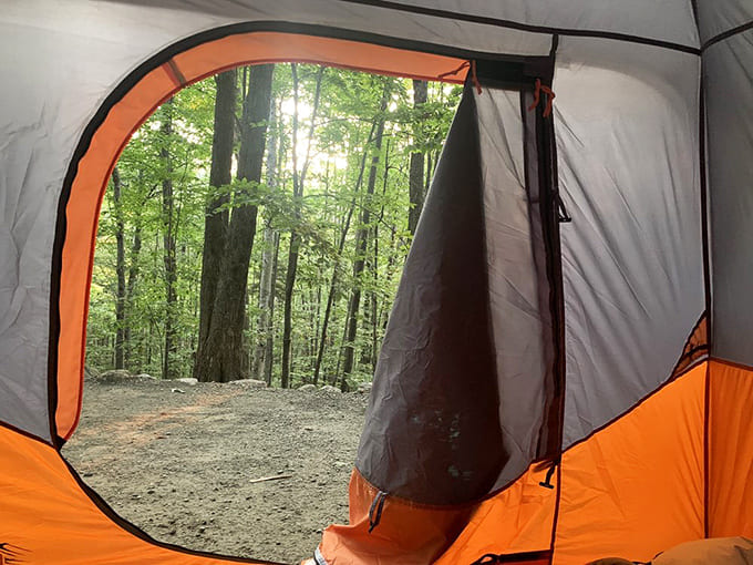 Waking up to this view from your tent makes sleeping on the ground suddenly seem like a brilliant life choice worth repeating every weekend.