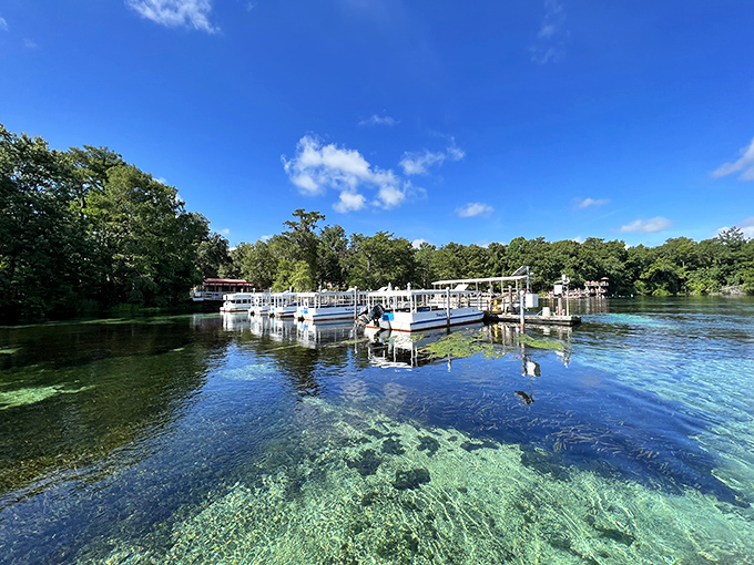 Glass-bottom boats glide over Wakulla Springs' impossibly clear waters, revealing an underwater world that feels like nature's own aquarium.