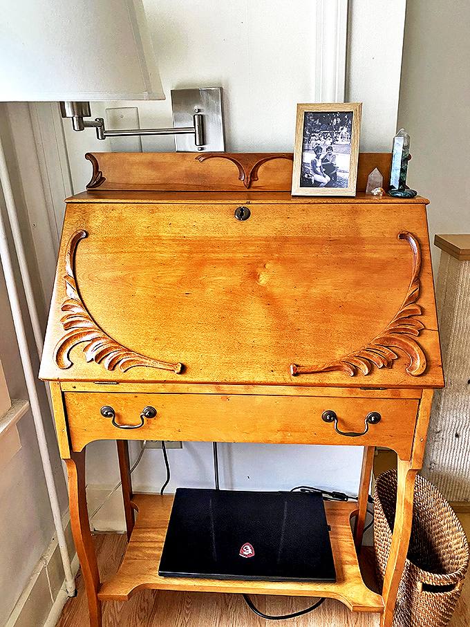 This writing desk has probably witnessed more thoughtful correspondence than all our combined text messages. And with better grammar, too.