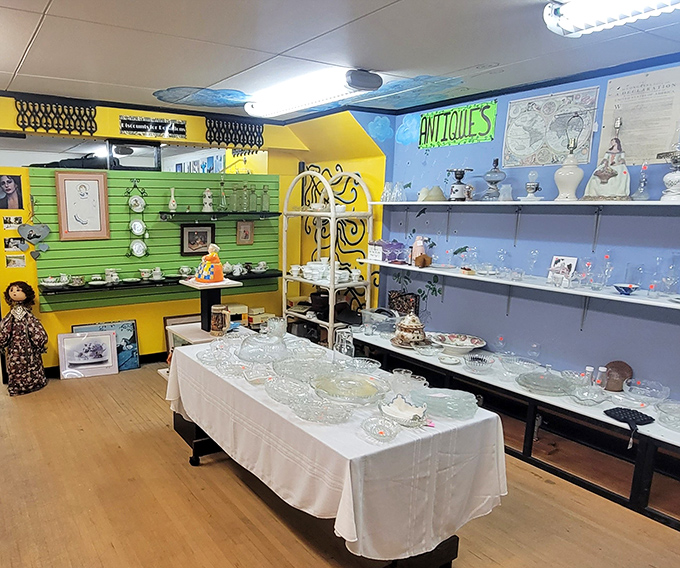 The antiques section sparkles with yesterday's treasures, from delicate glassware to vintage collectibles that whisper stories of Wisconsin's past.