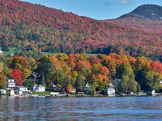Lakeside living at its finest: charming homes nestle along Willoughby's shores, offering front-row seats to nature's grandest show.