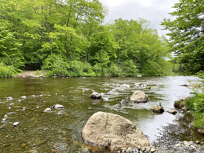 Clear waters of the Pleasant River invite weary hikers for a refreshing dip &ndash; just brace yourself for Maine's idea of "warm."