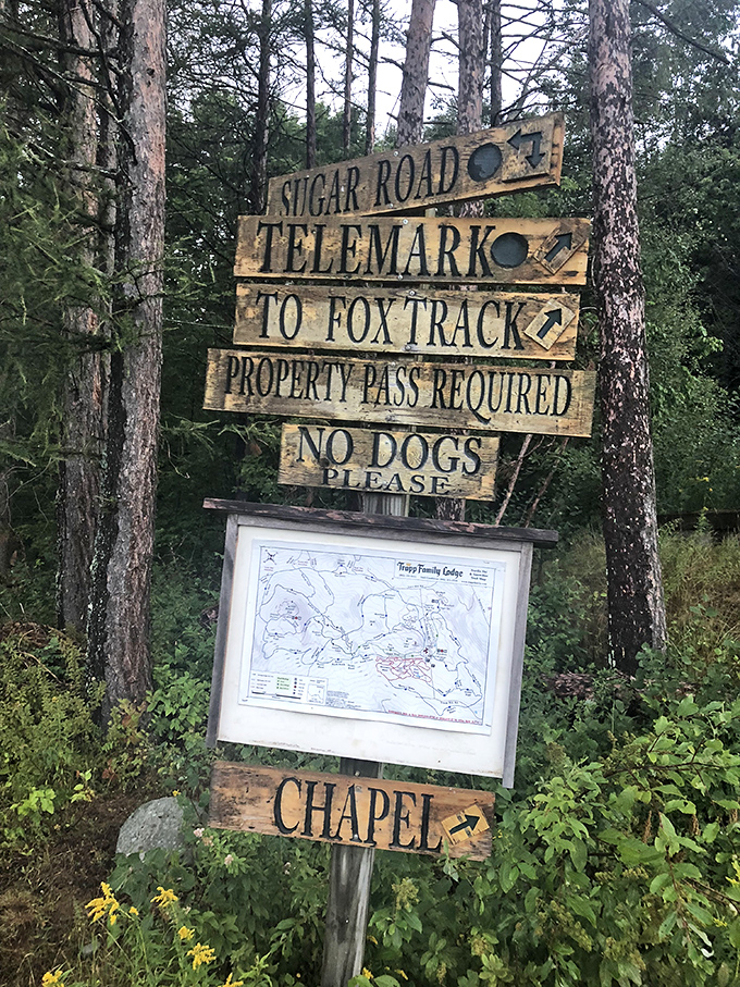 When trail signs look this rustic and charming, getting lost almost seems like it would be part of the adventure.