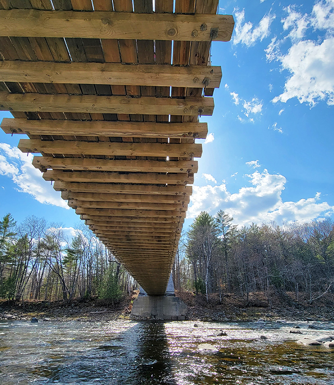 Looking up from below reveals the ingenious simplicity of 19th-century engineering &ndash; wooden beams creating a pathway that's lasted generations.