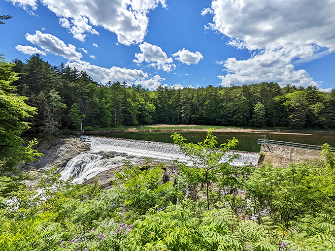 A gentle cascade creates nature's own soundtrack, the perfect accompaniment to the visual feast that surrounds visitors to this Vermont treasure.