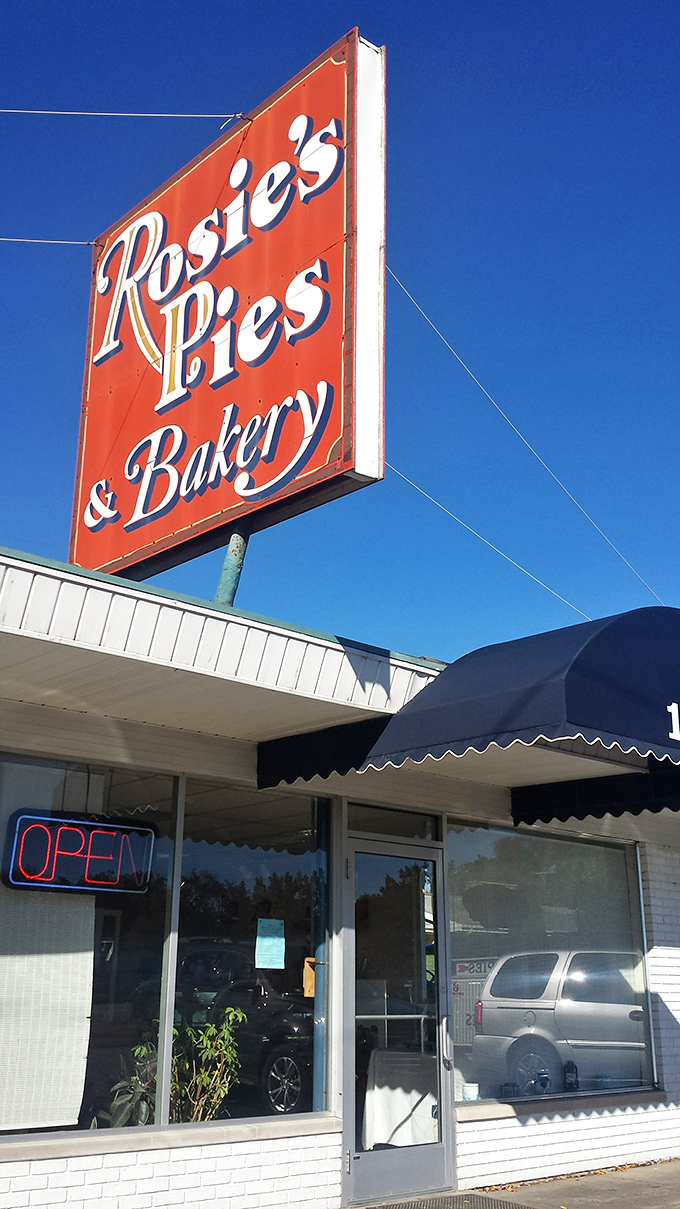 Rosie's classic roadside sign has been guiding pie pilgrims to this unassuming bakery treasure for generations of sweet-toothed Michiganders.