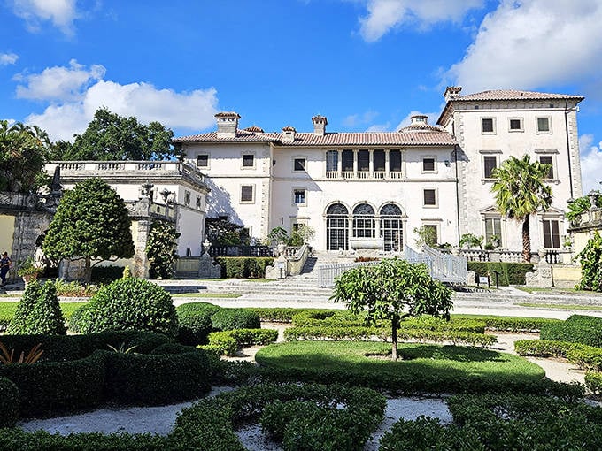 Vizcaya's Italian-inspired fa&ccedil;ade rises majestically from its Miami setting, a Renaissance palace where Gilded Age opulence meets tropical splendor.