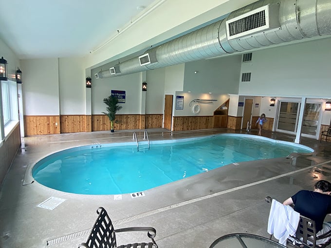 Indoor aquatic retreat: When Vermont weather turns temperamental, this crystal-clear pool becomes your personal oasis of warmth and relaxation.